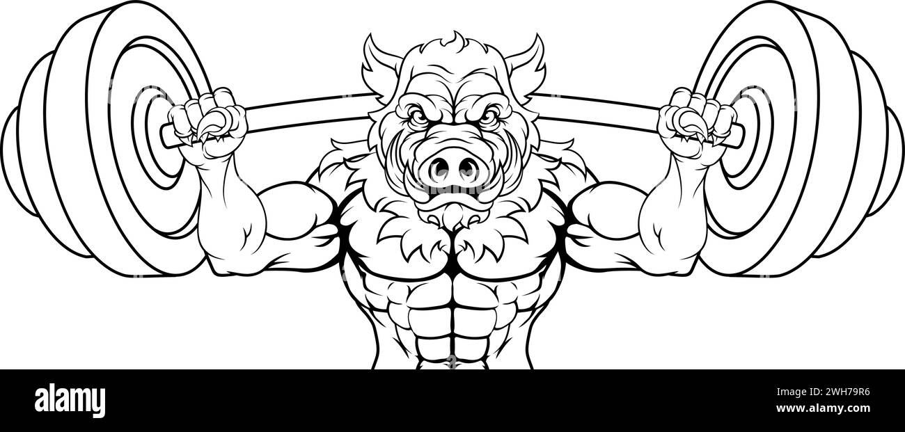 Boar Razorback Hog Weight Lifting Gym Mascot Stock Vector Image & Art ...