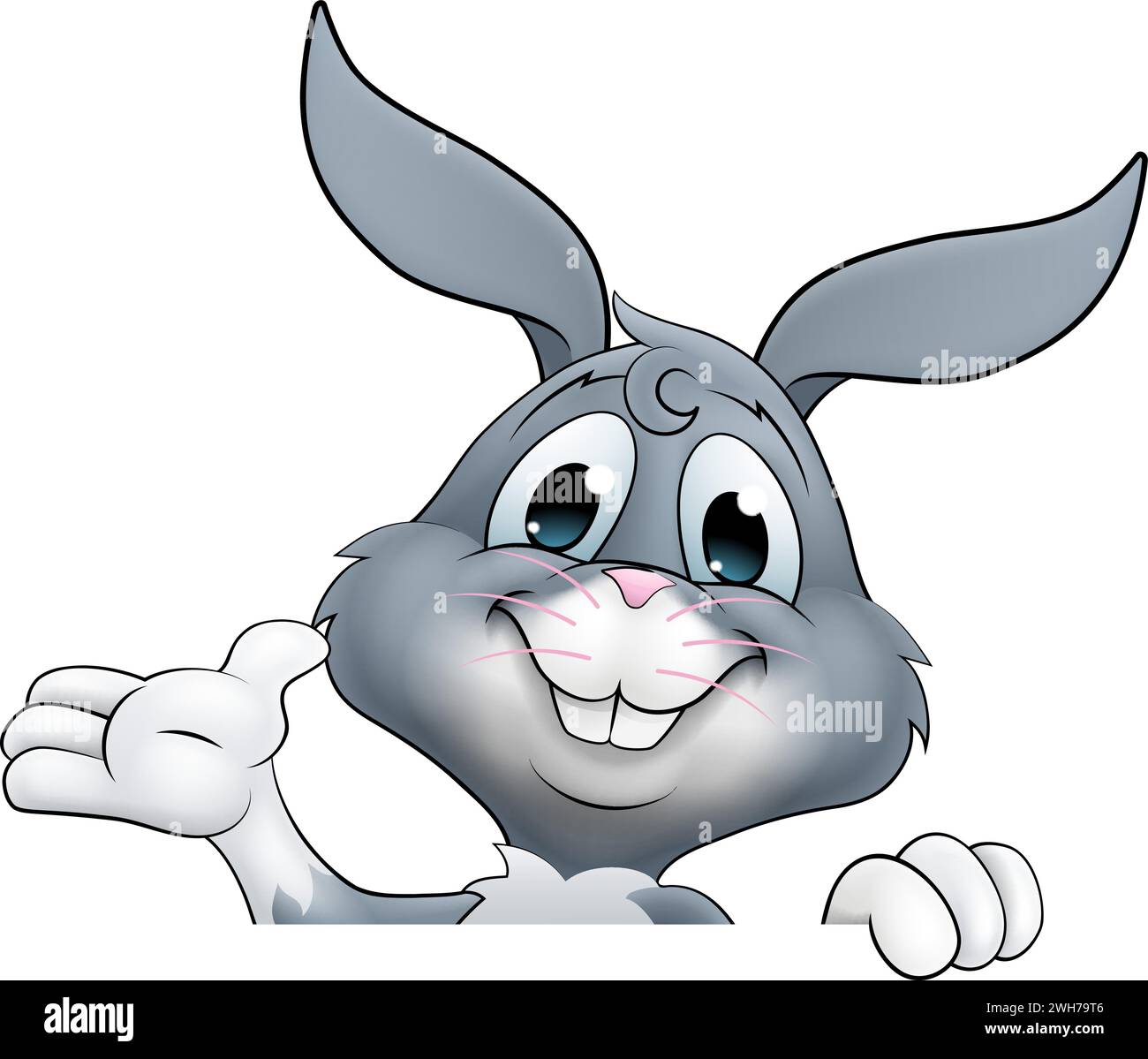 Easter Bunny Rabbit Cartoon Character Peeking Sign Stock Vector Image ...