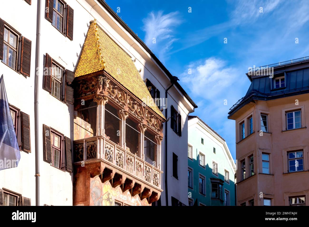 Closeup of the famous Golden Roof (Goldenes Dachl) in Innsbruck ...