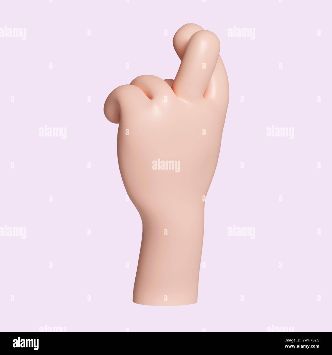 3d hand crossed fingers. icon isolated on pink background. 3d rendering ...