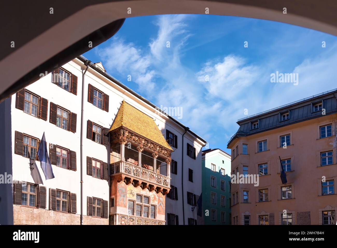 View to the famous Golden Roof (Goldenes Dachl) in Innsbruck, Austria ...