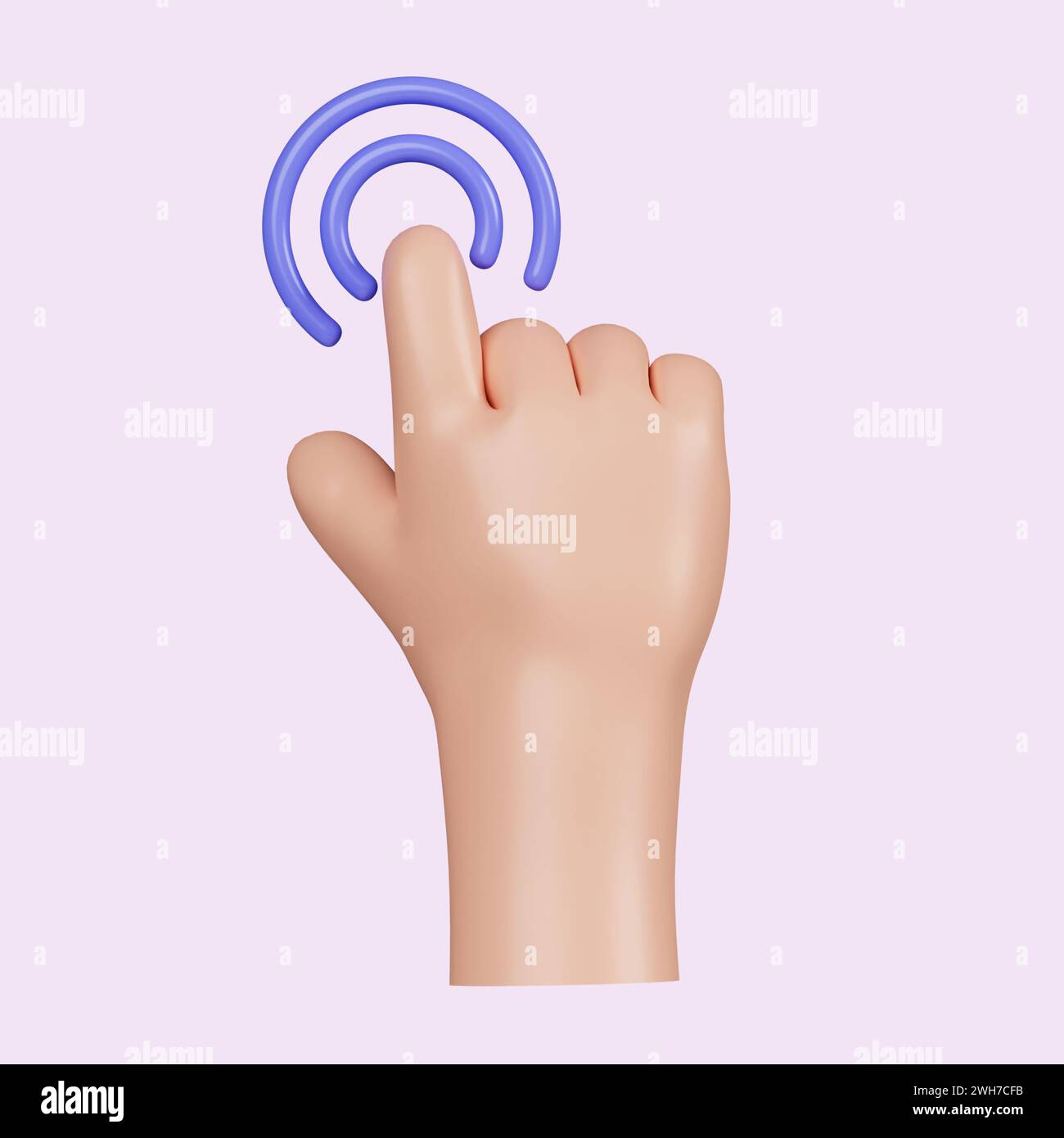 3d Computer cursor with hand and click. Diverse man arms with fingers press button, pointing or ...