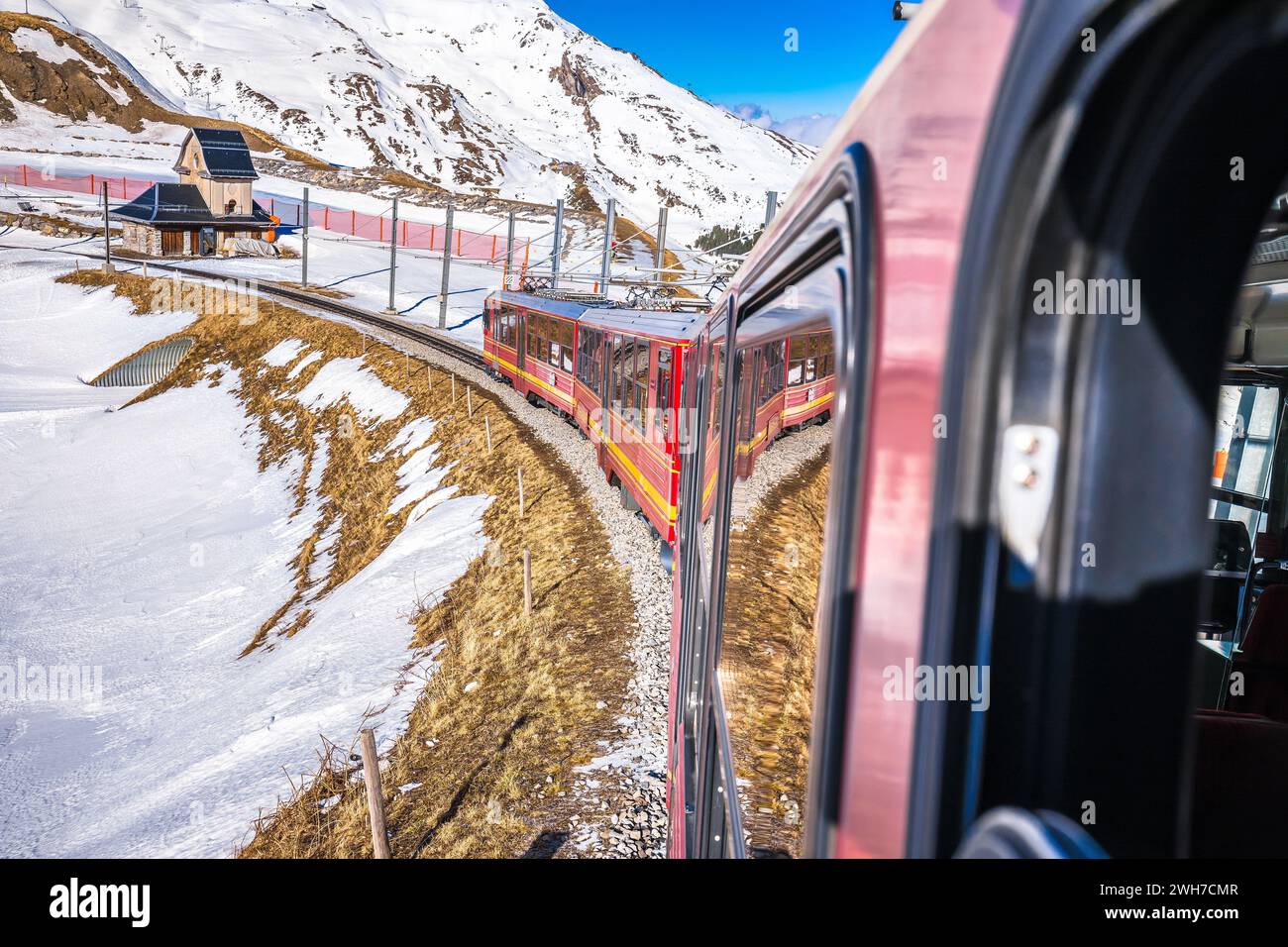 Eigergletscher alpine railway to Jungrafujoch peak view from train ...
