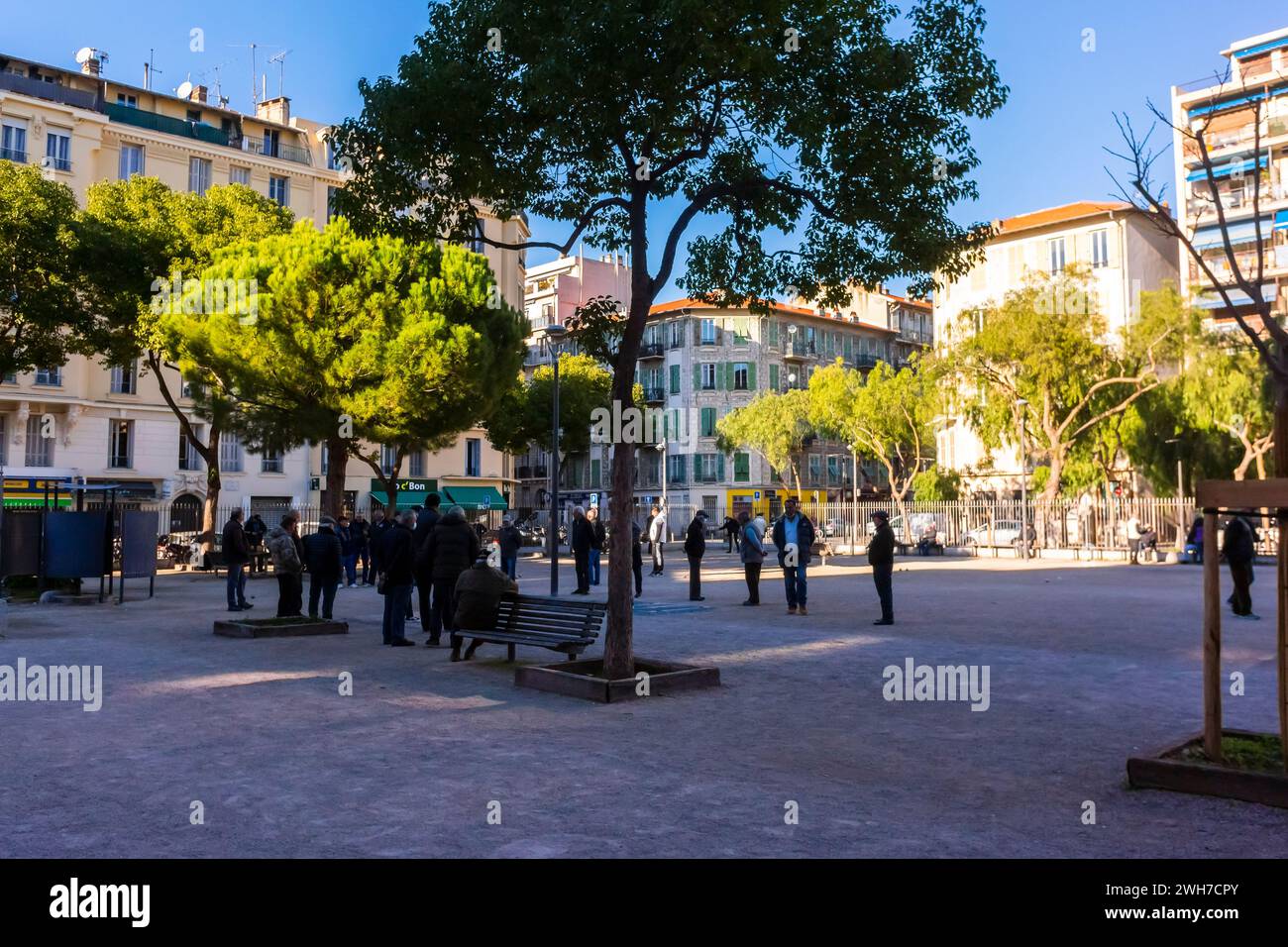 Nice, France, Large Crowd People, Wide Angle View, Playing Traditional ...