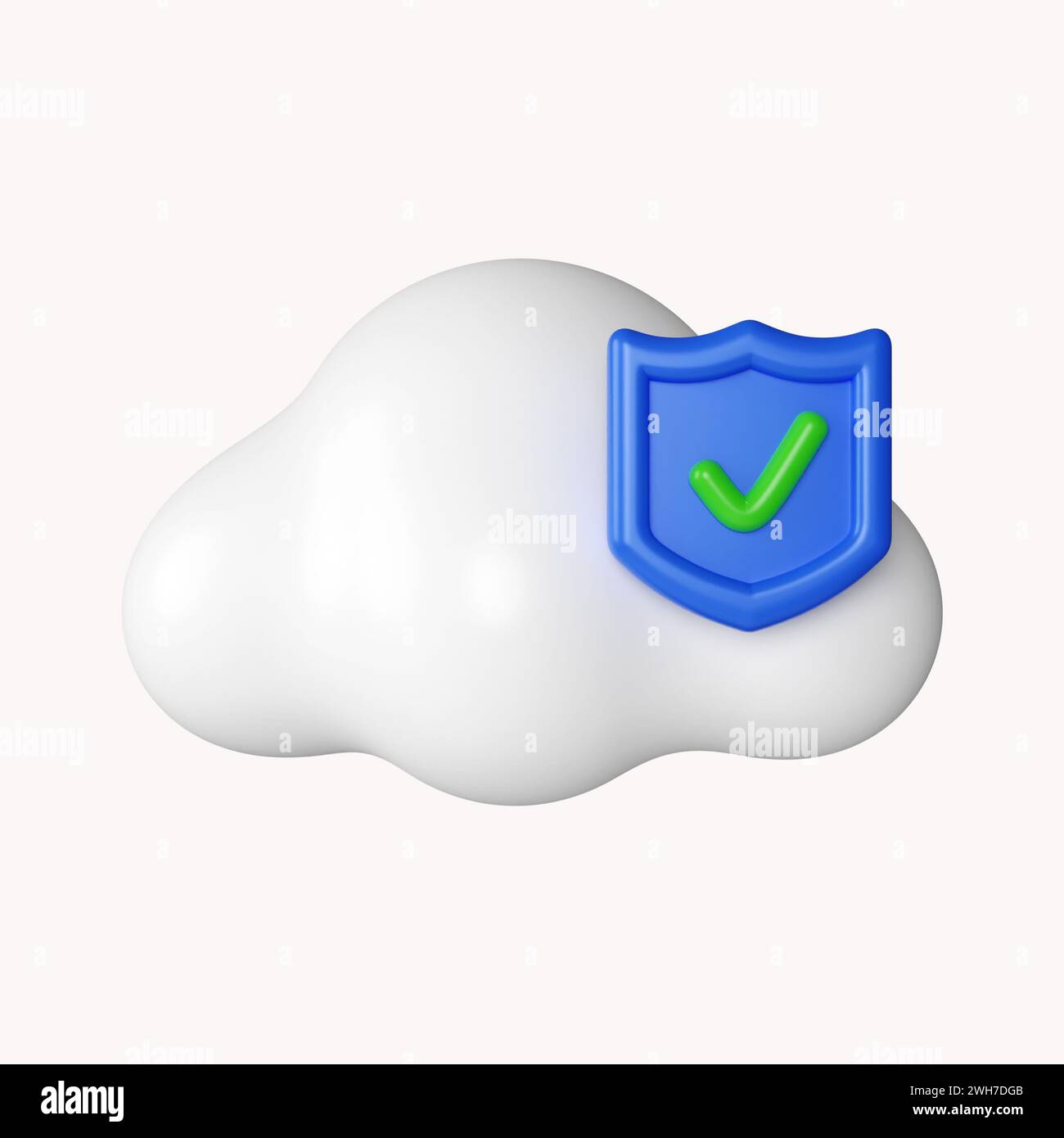 3d Cloud with check mark and shield. Cloud protection. cloud network ...