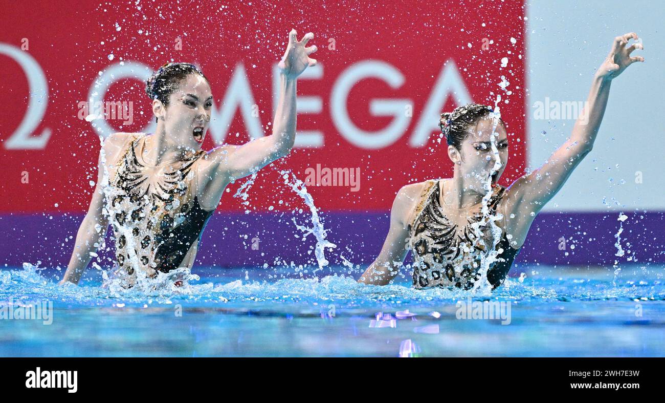 Doha, Qatar. 8th Feb, 2024. Wang Liuyi/Wang Qianyi of China perform ...