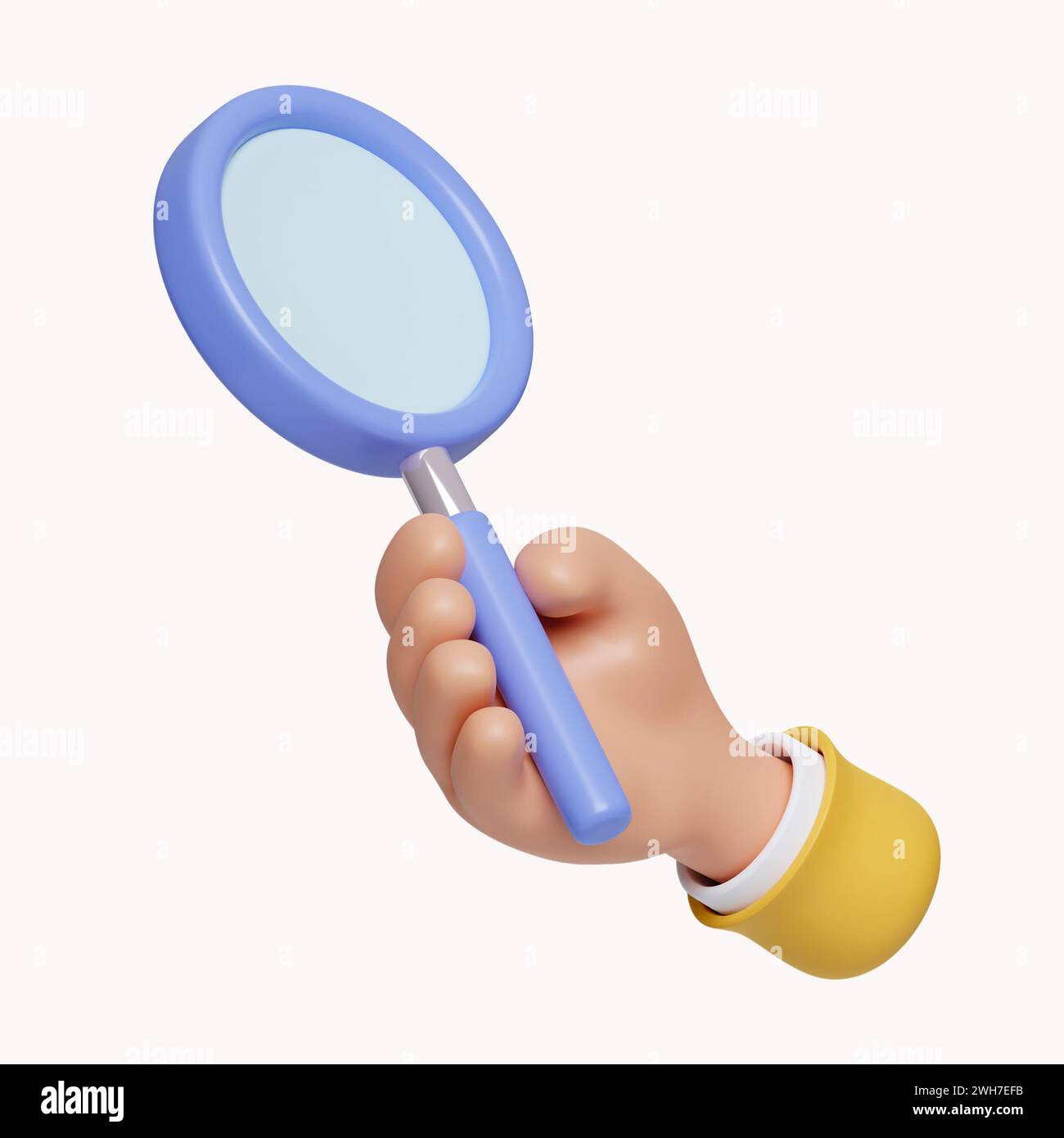 3d hand holding magnifying glass. Search icon Stock Photo - Alamy