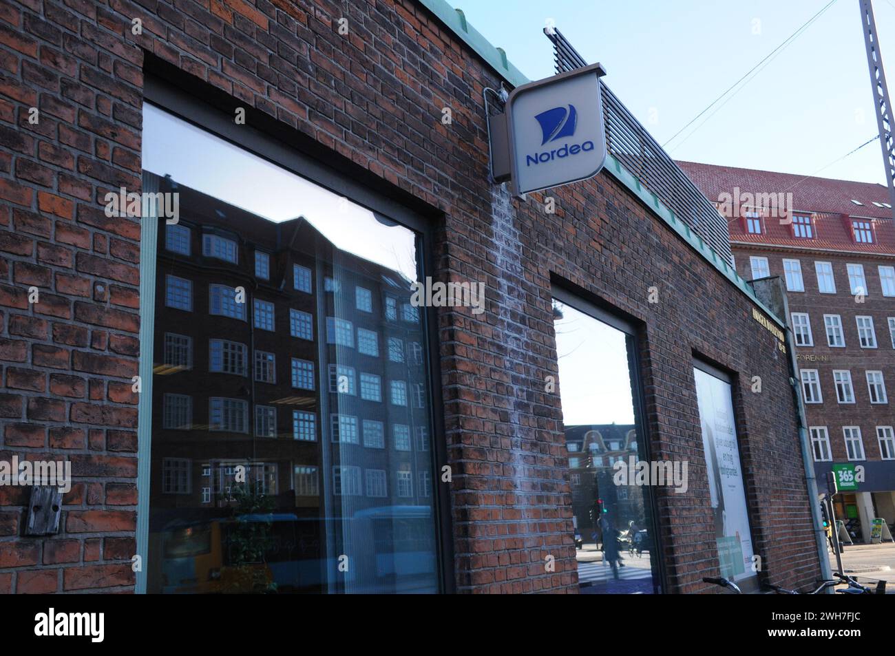 Copenhagen, Denmark /08 FEBRUARY 2024/Nordea bank' branch in danish ...