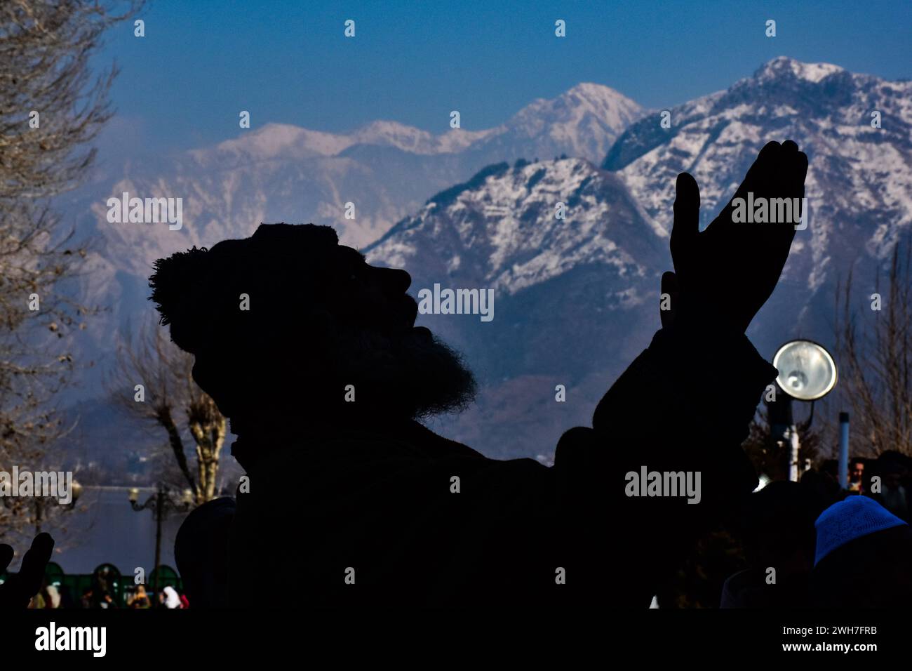 A Muslim devotee prays on the occasion of Lailat al Miraj or Mehraj-u ...