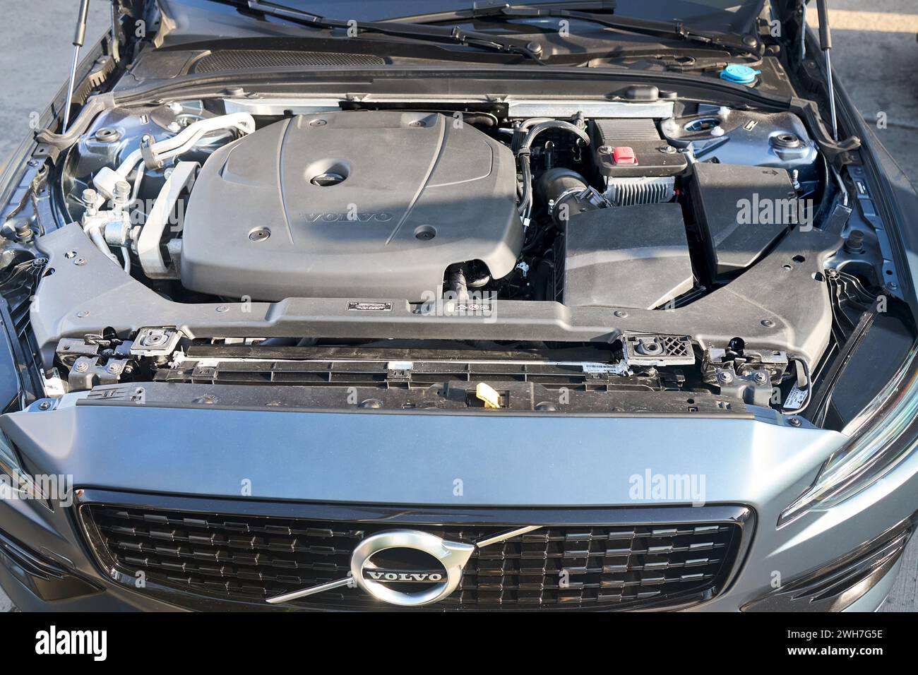 Berlin, Germany - August 20, 2022: engine cover in engine bay of third ...