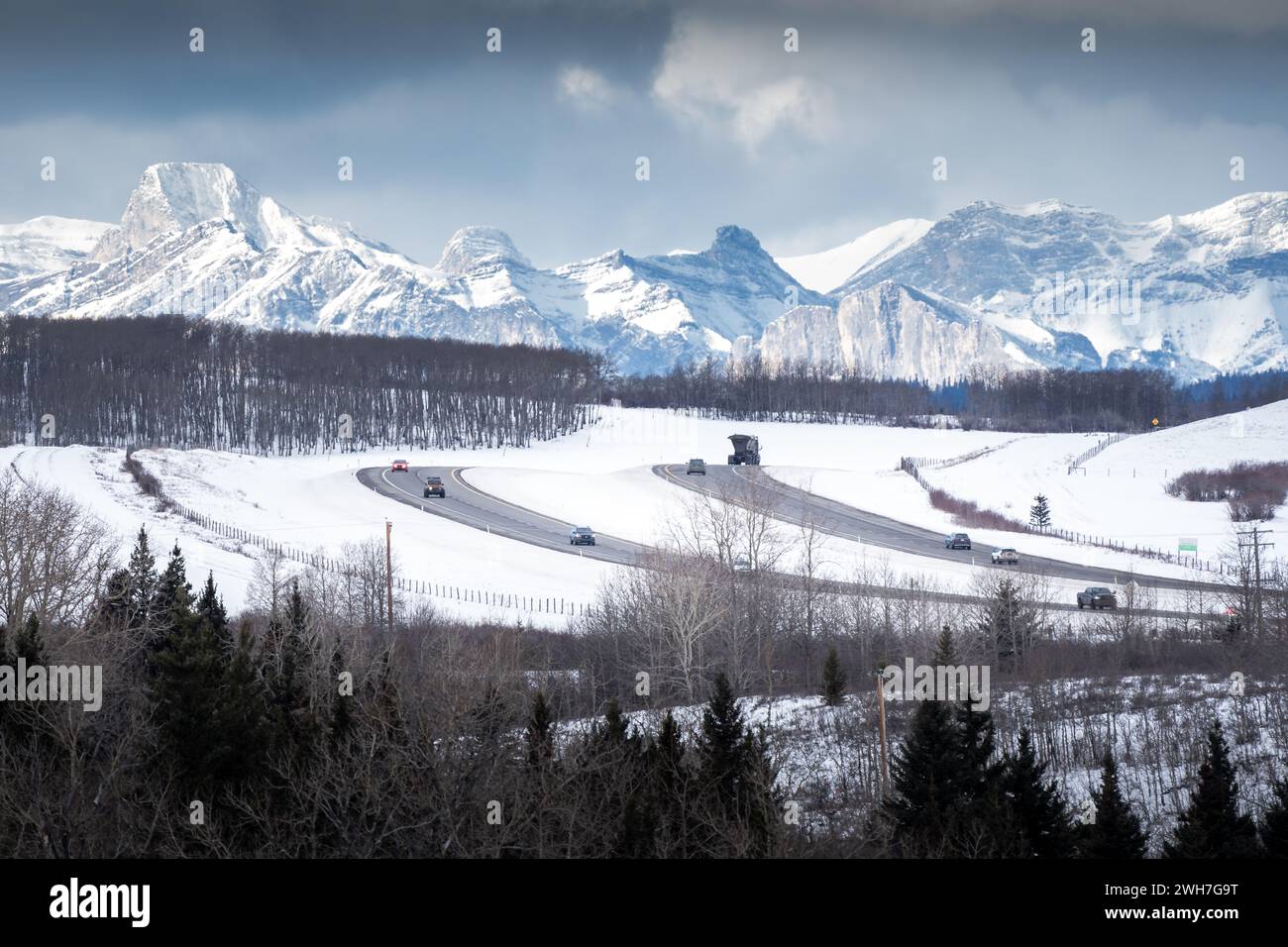 Rocky View County Alberta Canada, January 24 2024: Trans Canada Highway ...