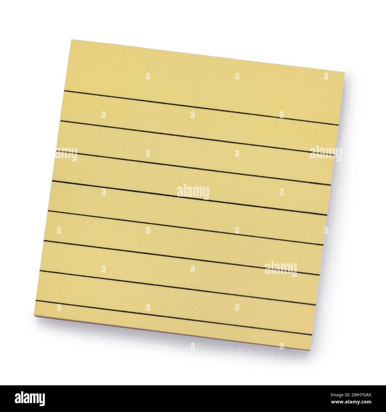 Yellow square note book paper, top vieuw. Isolated on a white ...