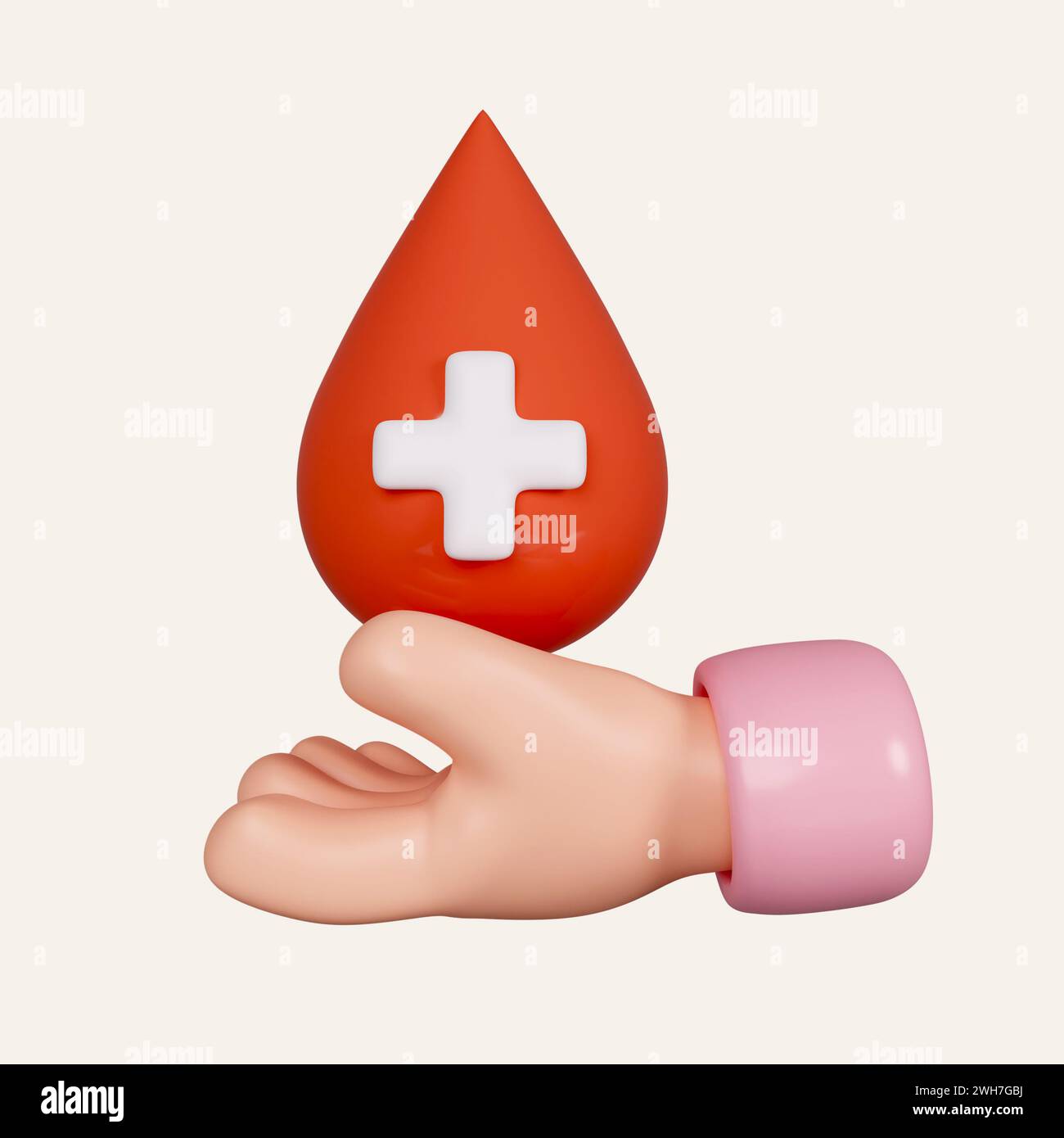 3d Hand holding blood icon. Blood donation, medical health care ...