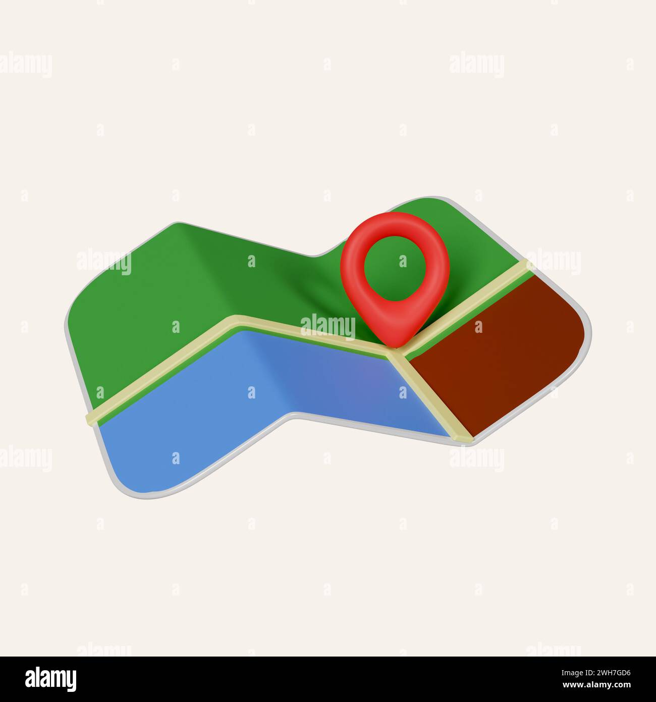 Folded map and location pin isolated. minimal Navigation icon. icon isolated on white background ...