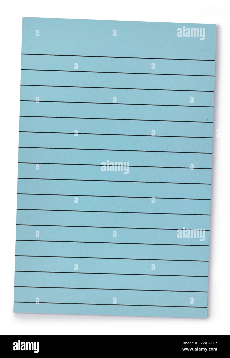 Blue rectangular note book paper, top vieuw. Isolated on a white ...