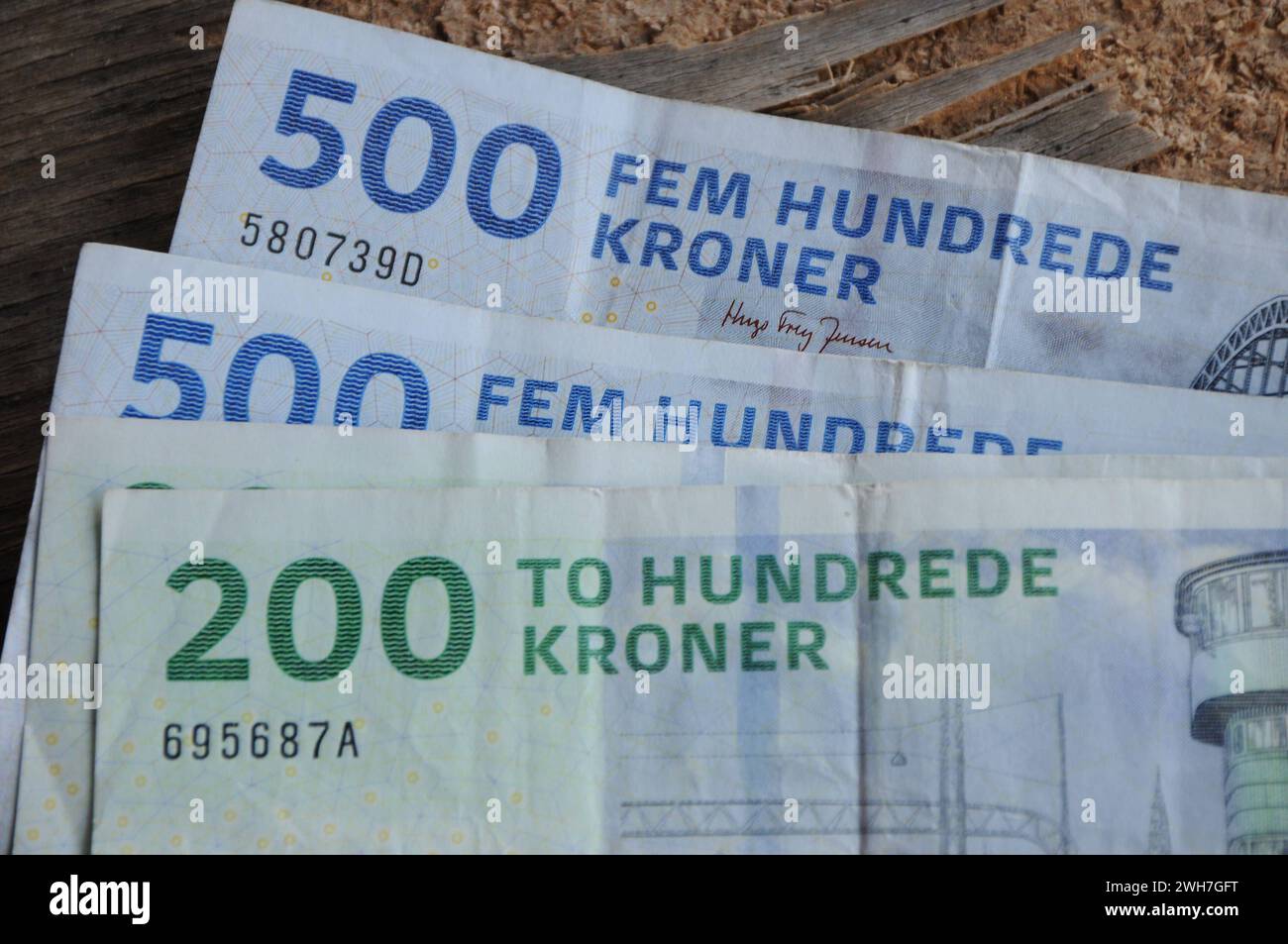 Copenhagen, Denmark /08 February 2024/. Danish kroner currency notes in ...