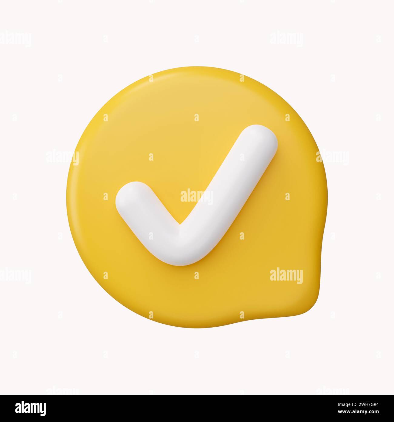 yellow check mark icon isolated on white background. 3D render ...