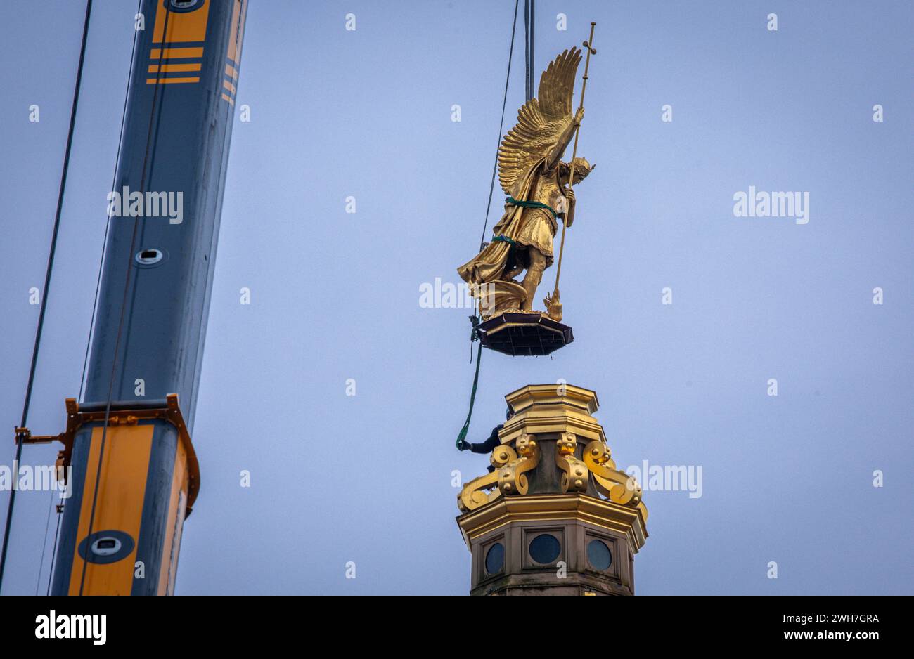 Schwerin, Germany. 08th Feb, 2024. The sculpture of the Archangel ...