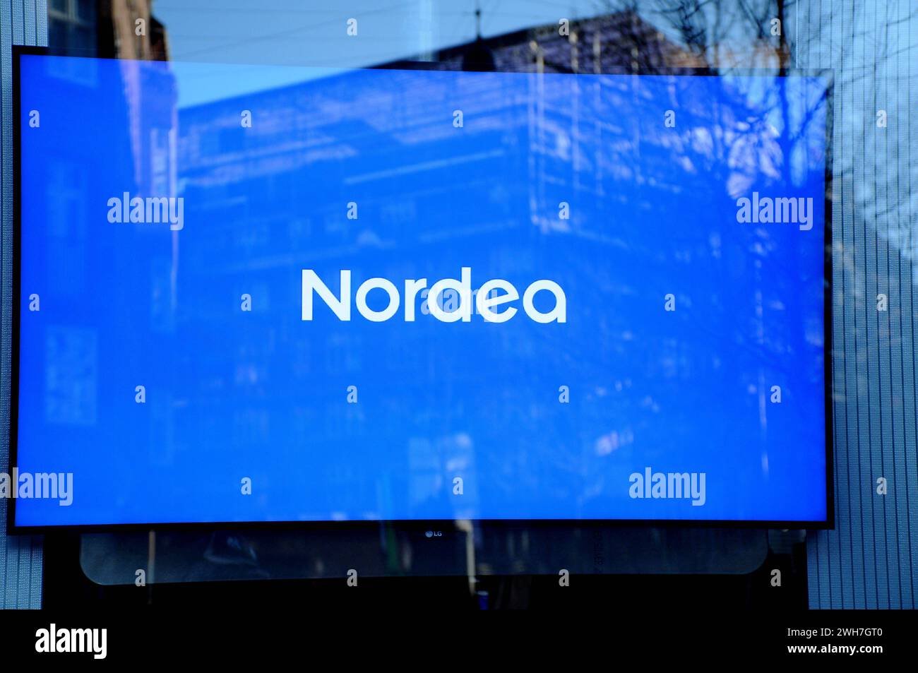 Copenhagen, Denmark /08 FEBRUARY 2024/Nordea bank branch in danish ...