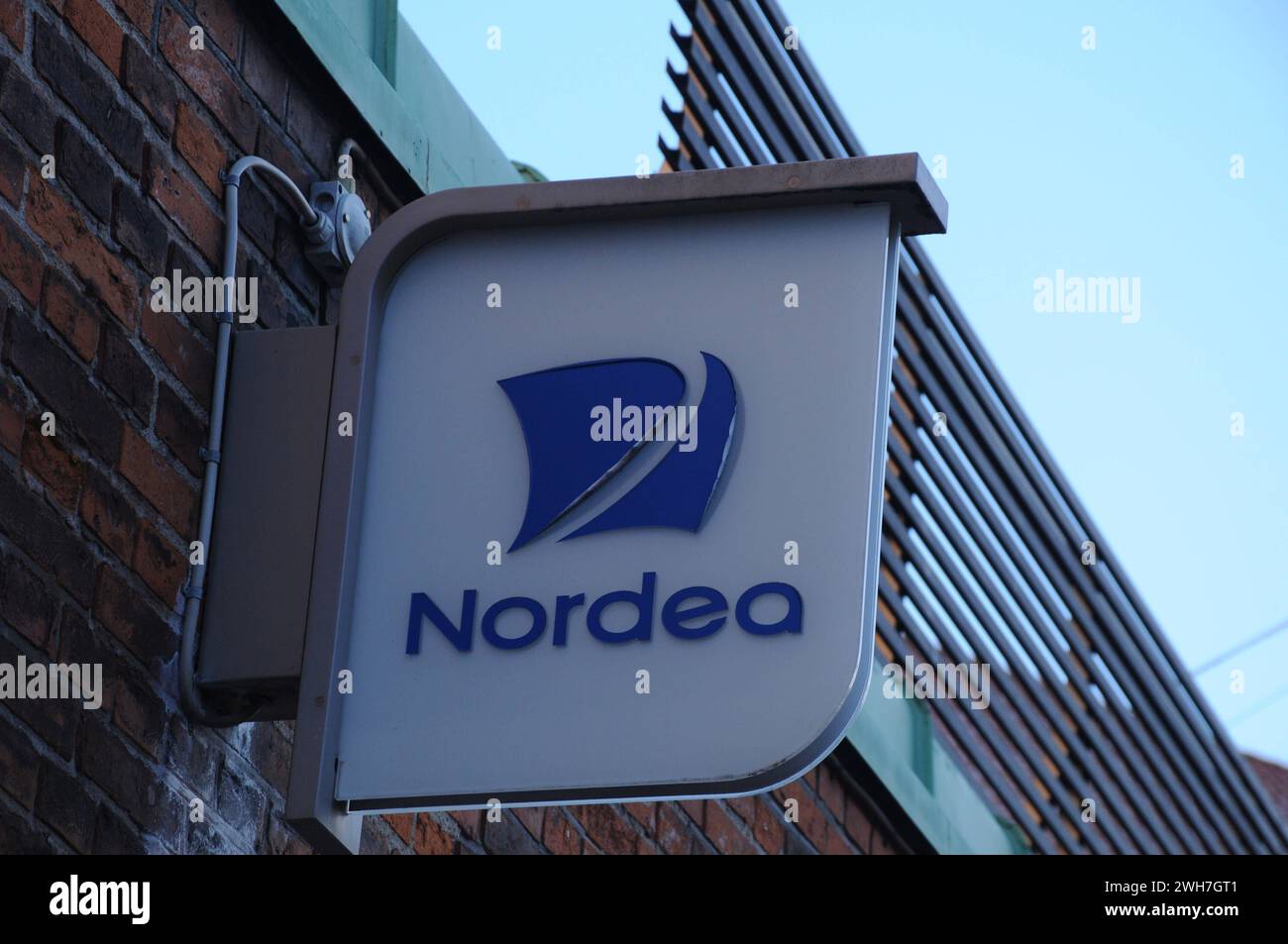 Copenhagen, Denmark /08 FEBRUARY 2024/Nordea bank branch in danish ...