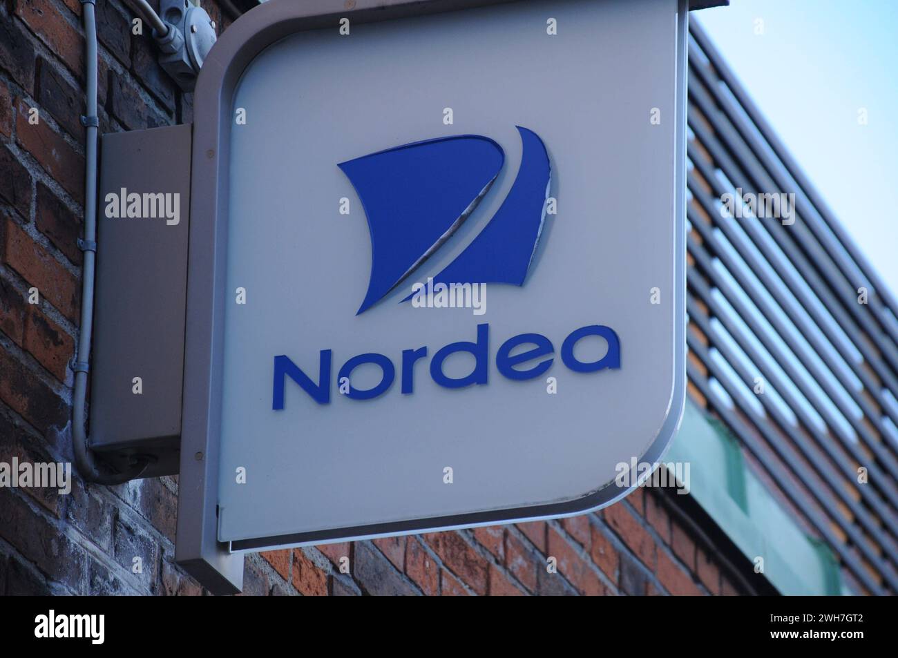 Copenhagen, Denmark /08 FEBRUARY 2024/Nordea bank branch in danish ...
