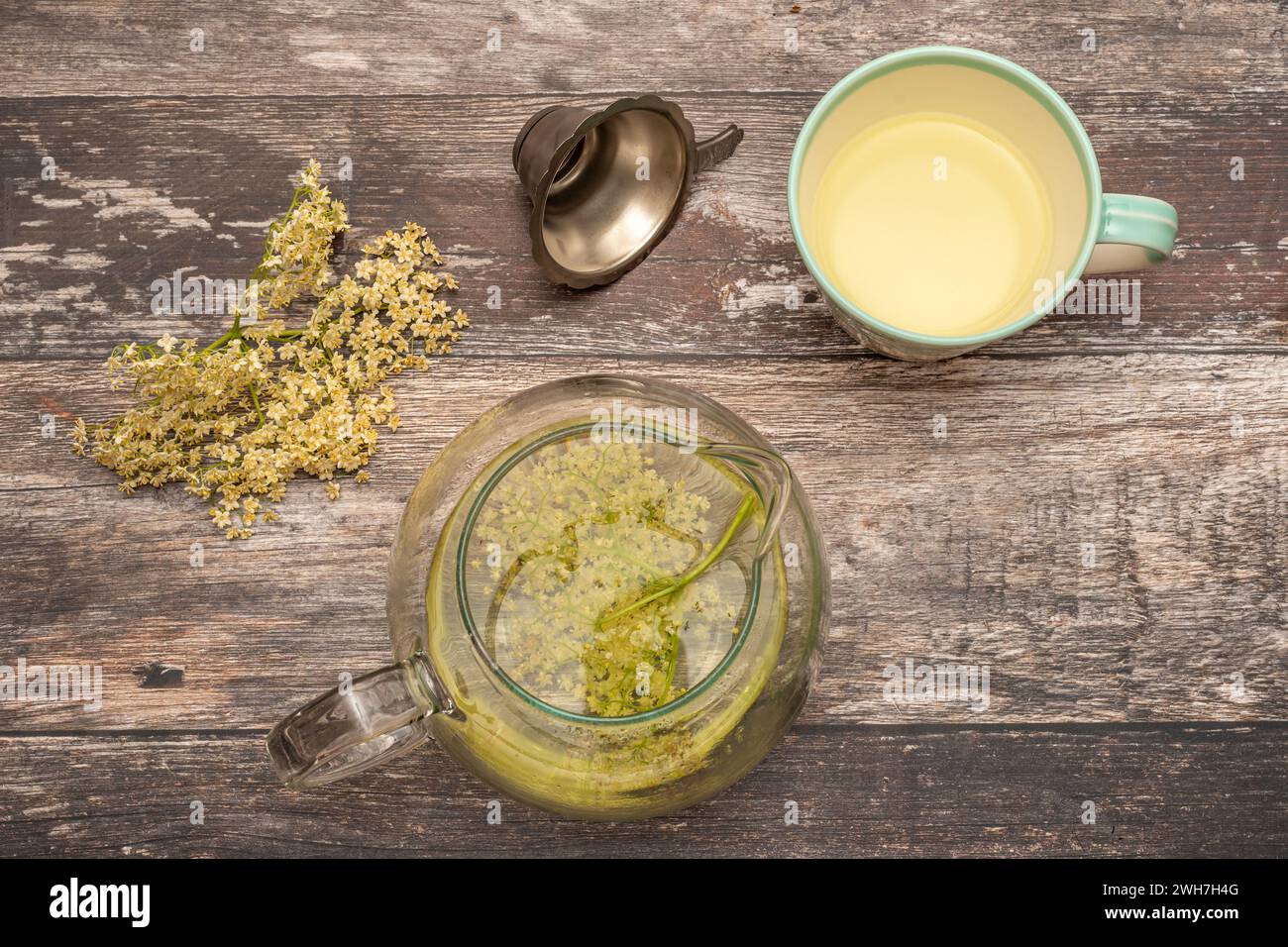 Still Life of Elderflower Tea Preparation from Above Stock Photo - Alamy