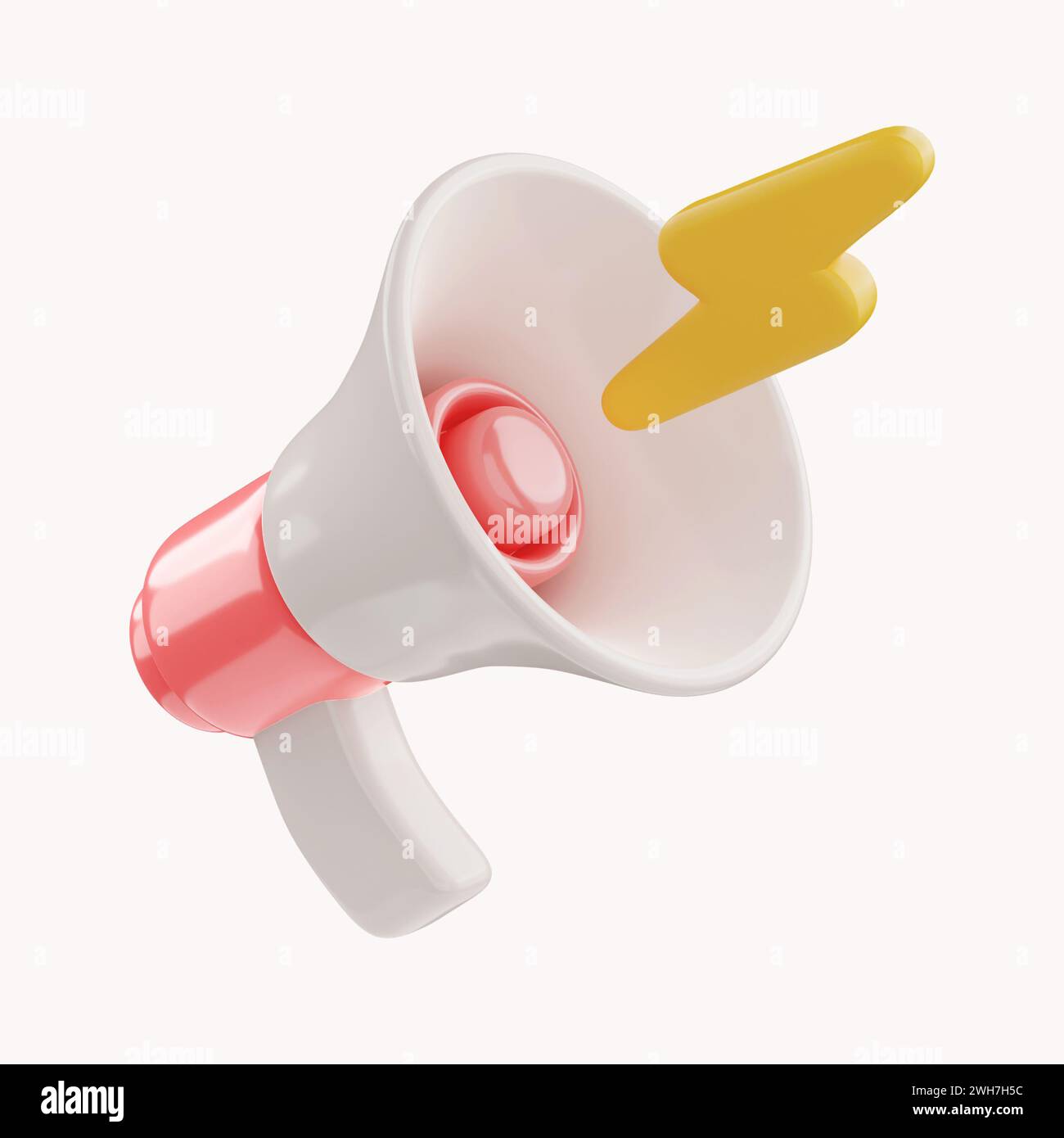 Cartoon hand holding megaphone 3d render on white isolated background ...