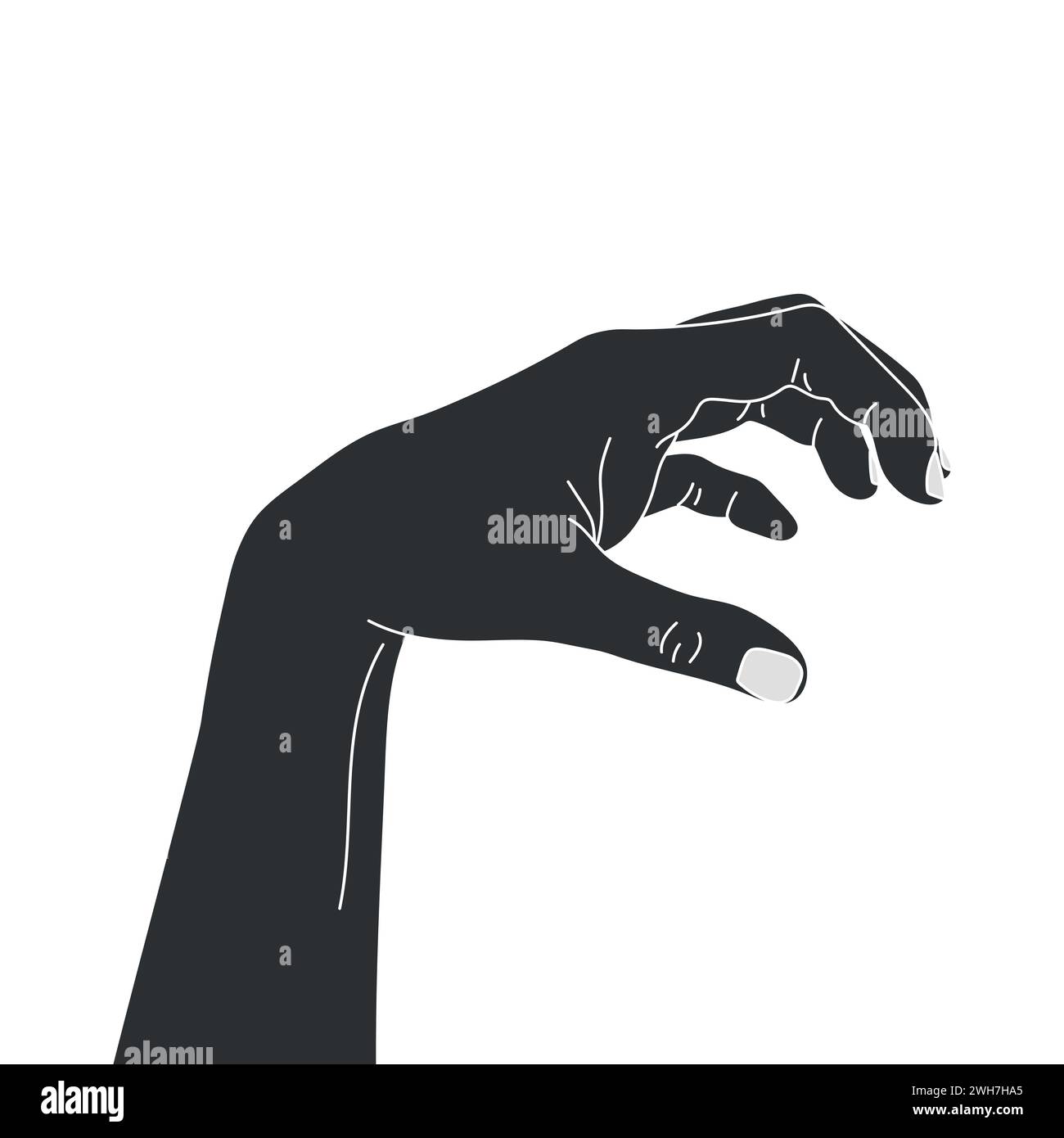 Human hand silhouette showing scary gesture. Monster claw hand. Creature scratching hand. Vector ...