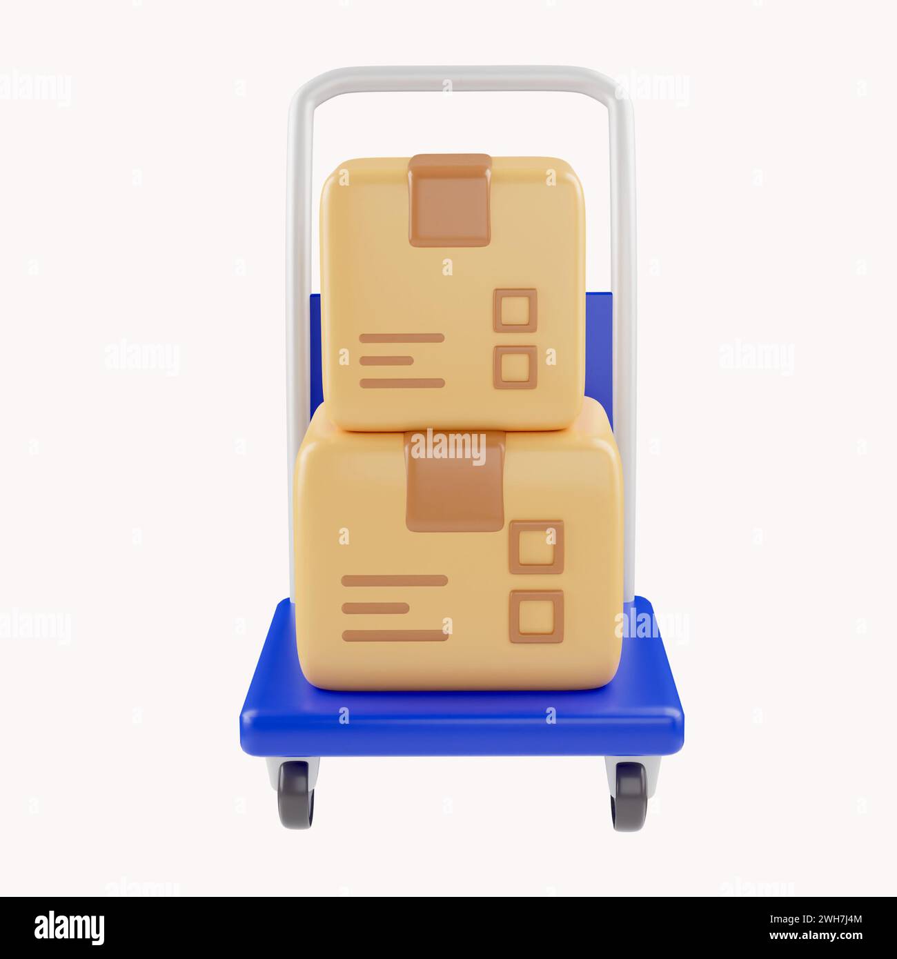 3D Shopping cart and cardboard box. Fast delivery concept from online ...