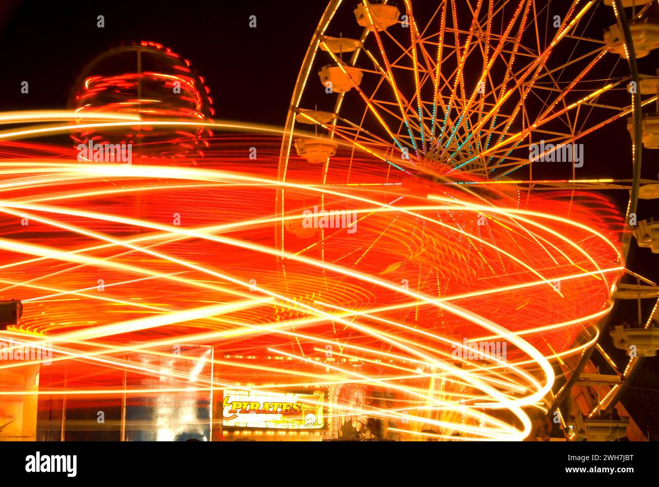 Ferris wheel with Super Orbiter carnival ride, Oregon State Fair, Salem ...