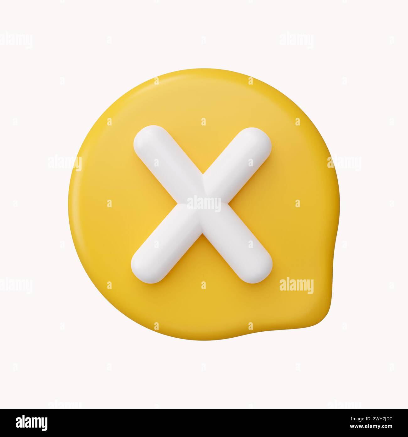 3d Check Wrong Alert Icon On White Background Negative Check List Button Choice For False