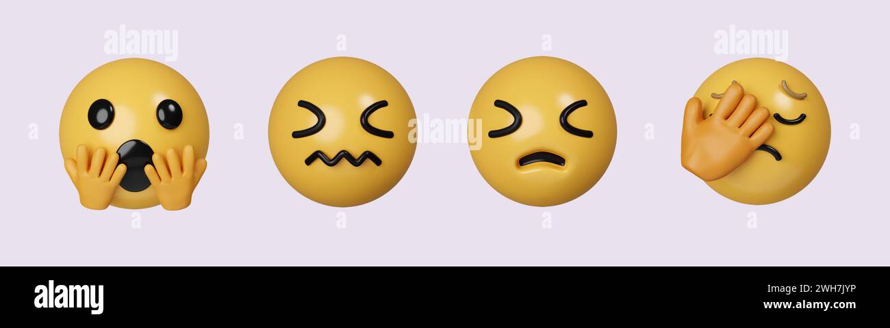 3d Set Icon Emoji. Realistic Yellow Glossy 3d Emotions face. icon ...