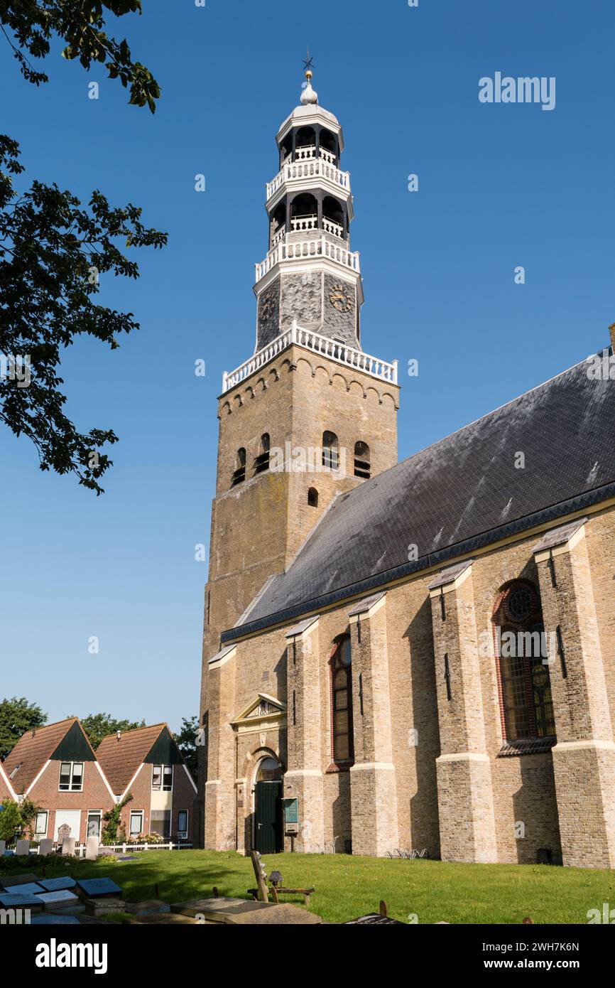 The church (Grote Kerk) of Hindeloopen in Friesland in the north of The ...