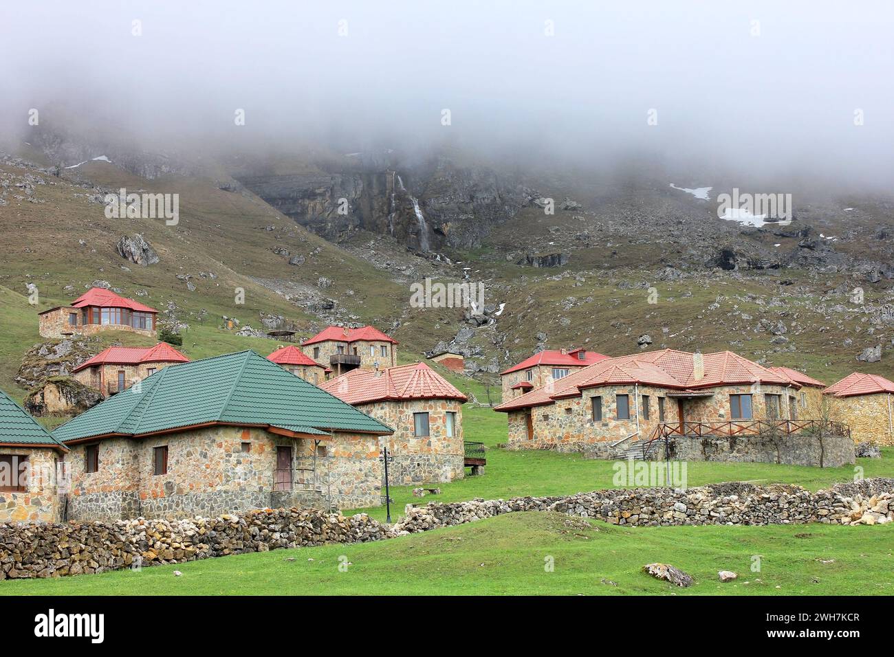 Suvar. Kusar region. Azerbaijan. 04.17.2016. Recreation area in the ...