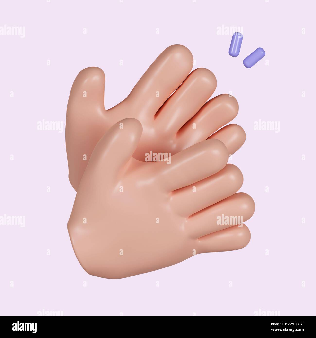 3d Cartoon human hand applause. icon isolated on pink background. 3d ...