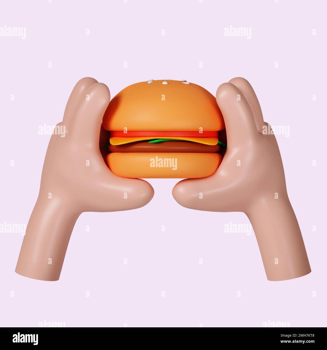 3d hands holding hamburger. icon isolated on pink background. 3d ...
