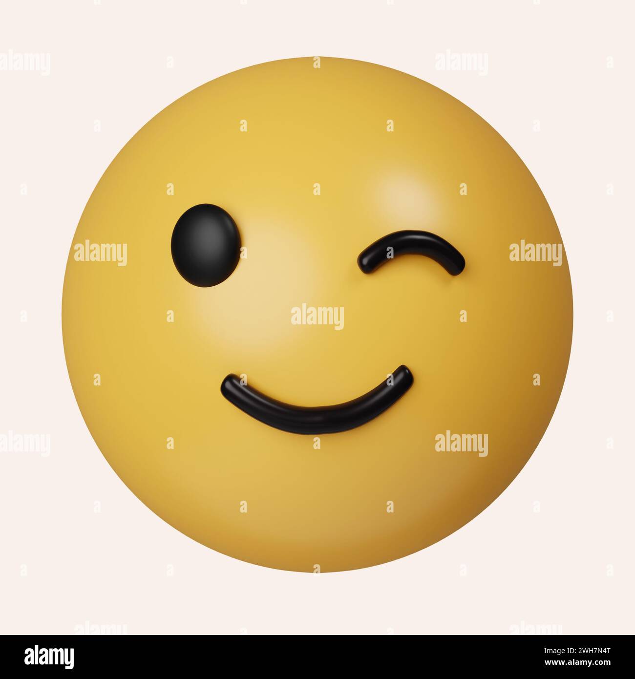 3d Winking Face. Eye wink emoji, funny yellow emoticon with smiling ...