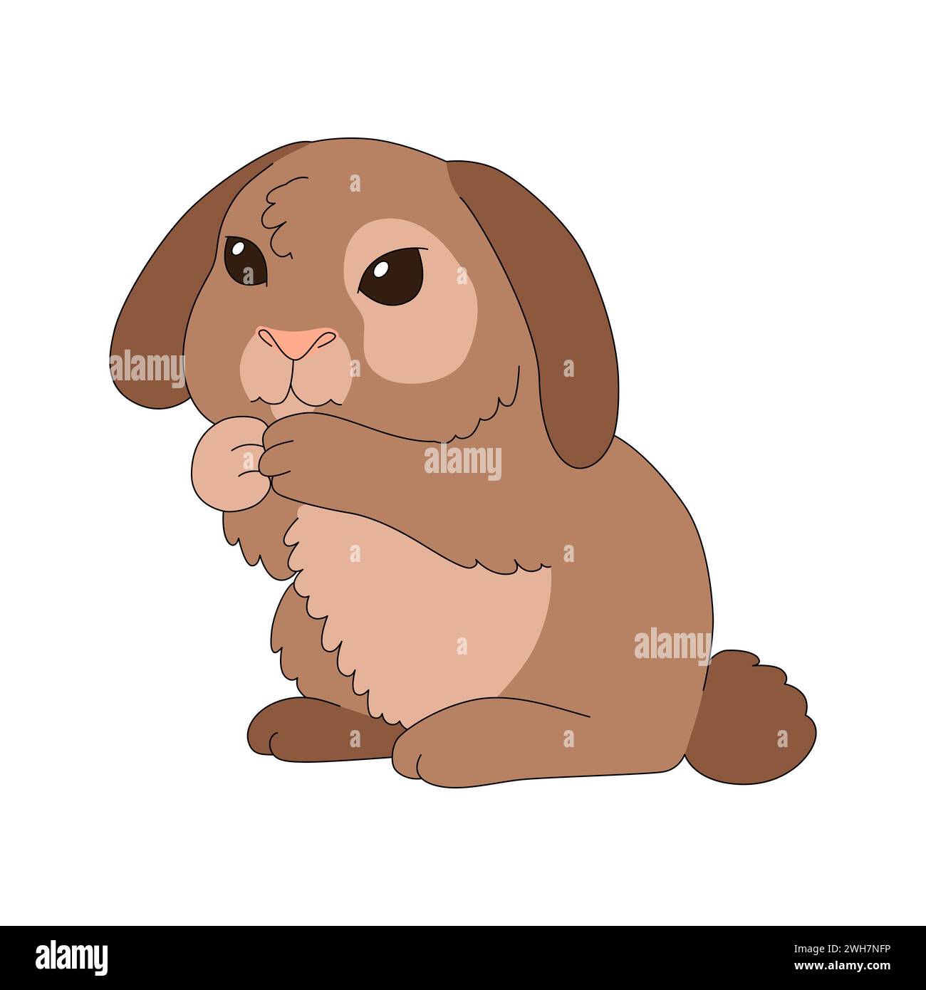 Rabbit in cartoon style isolated on white background. Vector ...