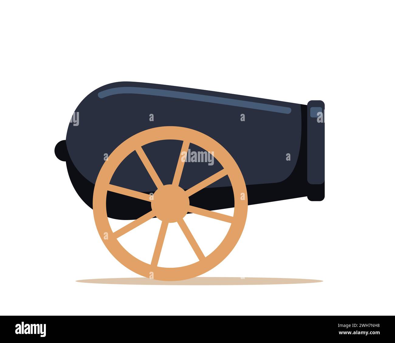 Old black wheeled pirate cannon. Flat style vector illustration ...