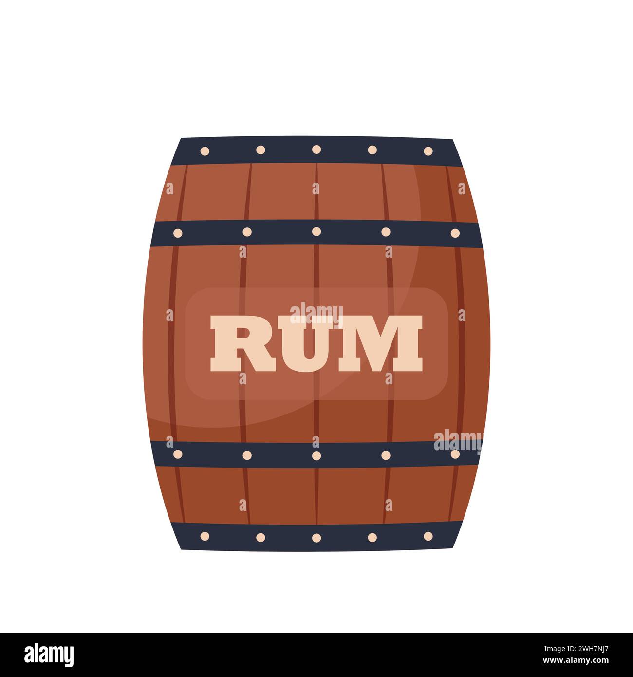 Wooden rum barrel. Cartoon oak old keg, alcohol storage. Symbol of ...