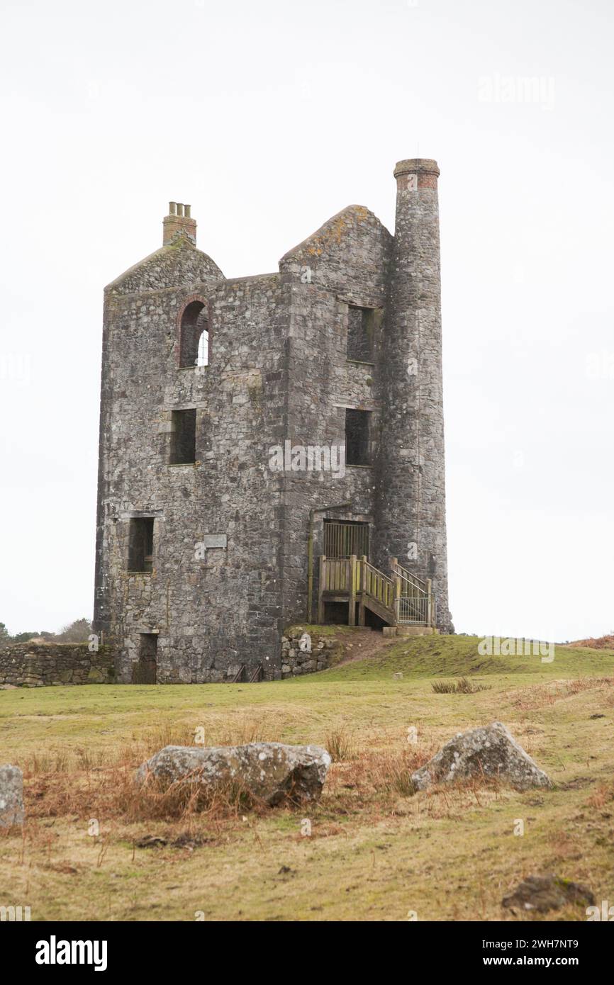 A disused mining building at the Minions on Bodmin Moor in Cornwall in ...