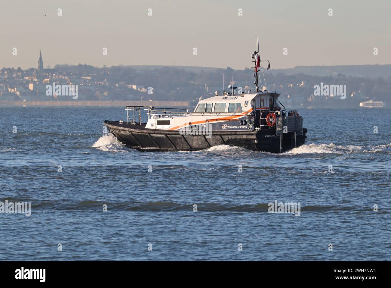 The Williams Shipping pilot vessel WILLSERVE in The Solent Stock Photo ...