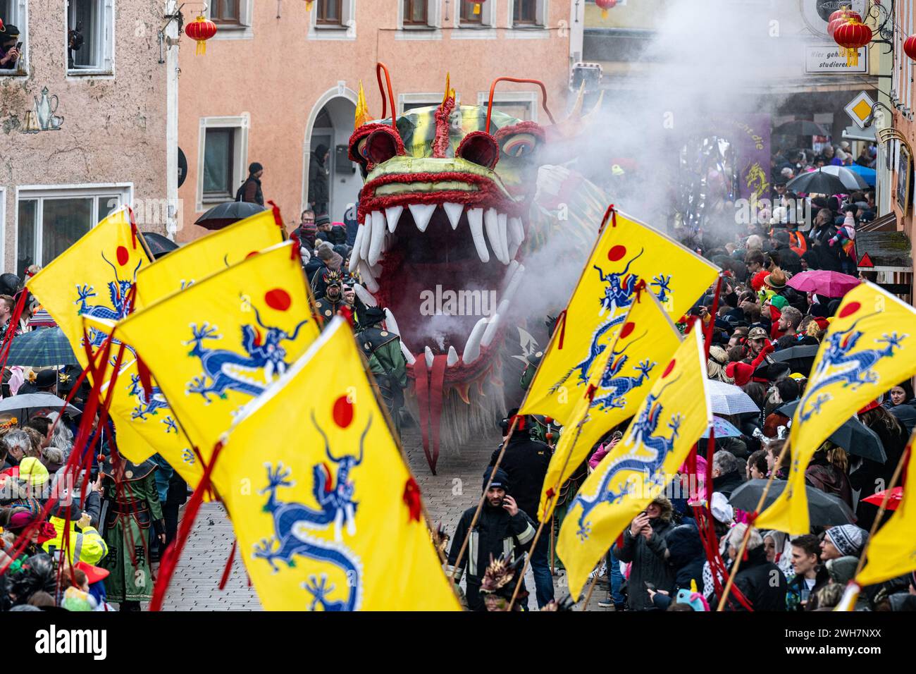 Dietfurt, Germany. 08th Feb, 2024. A Chinese dragon takes part in the ...