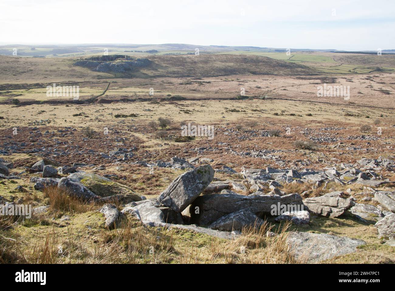 Views of Bodmin Moor from the Cheesewring on Bodmin Moor, Cornwall in ...