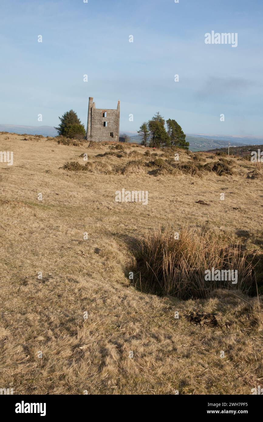 A disused copper mine at the Minions on Bodmin Moor in Cornwall in the ...