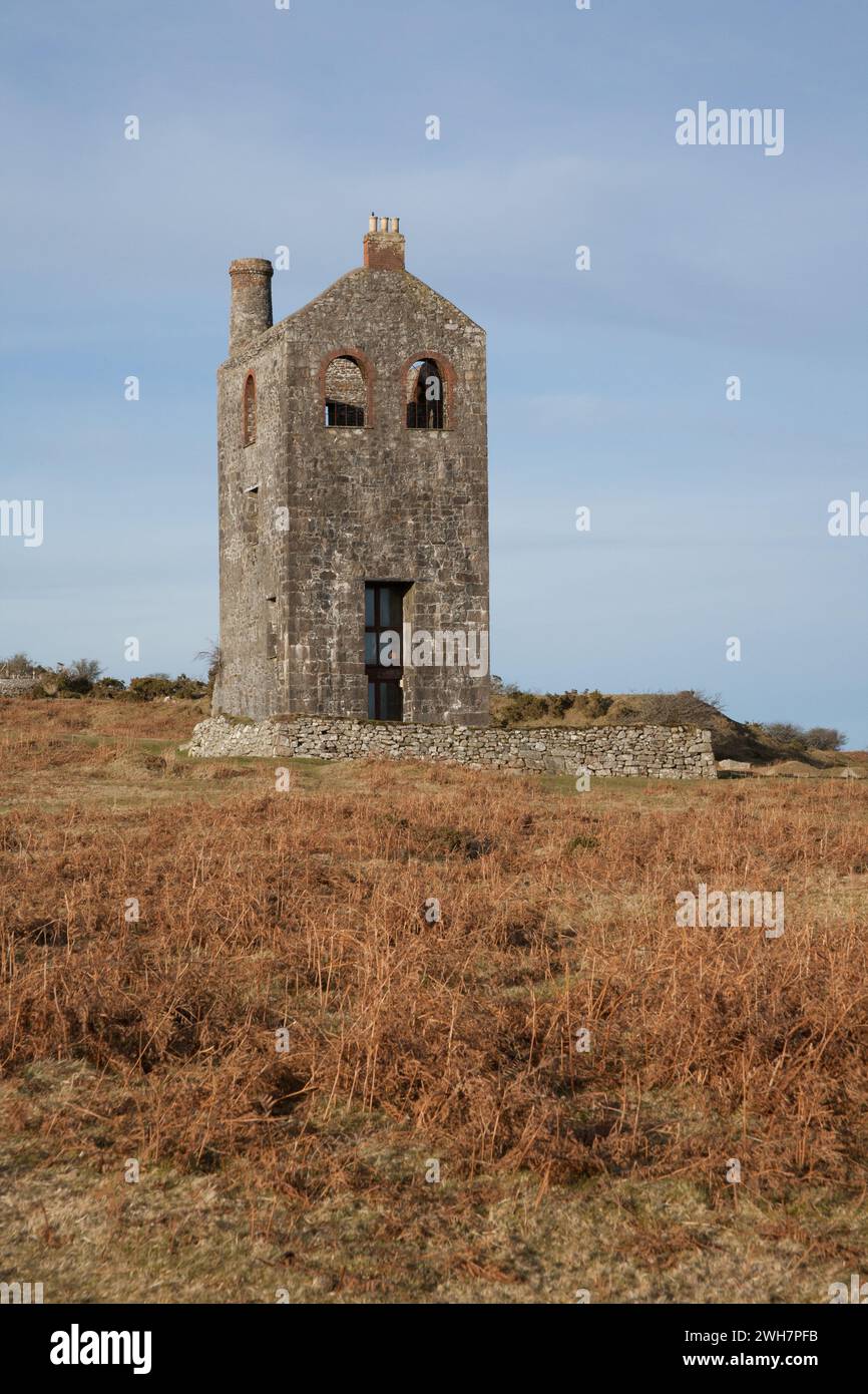A disused copper mine at the Minions on Bodmin Moor in Cornwall in the ...