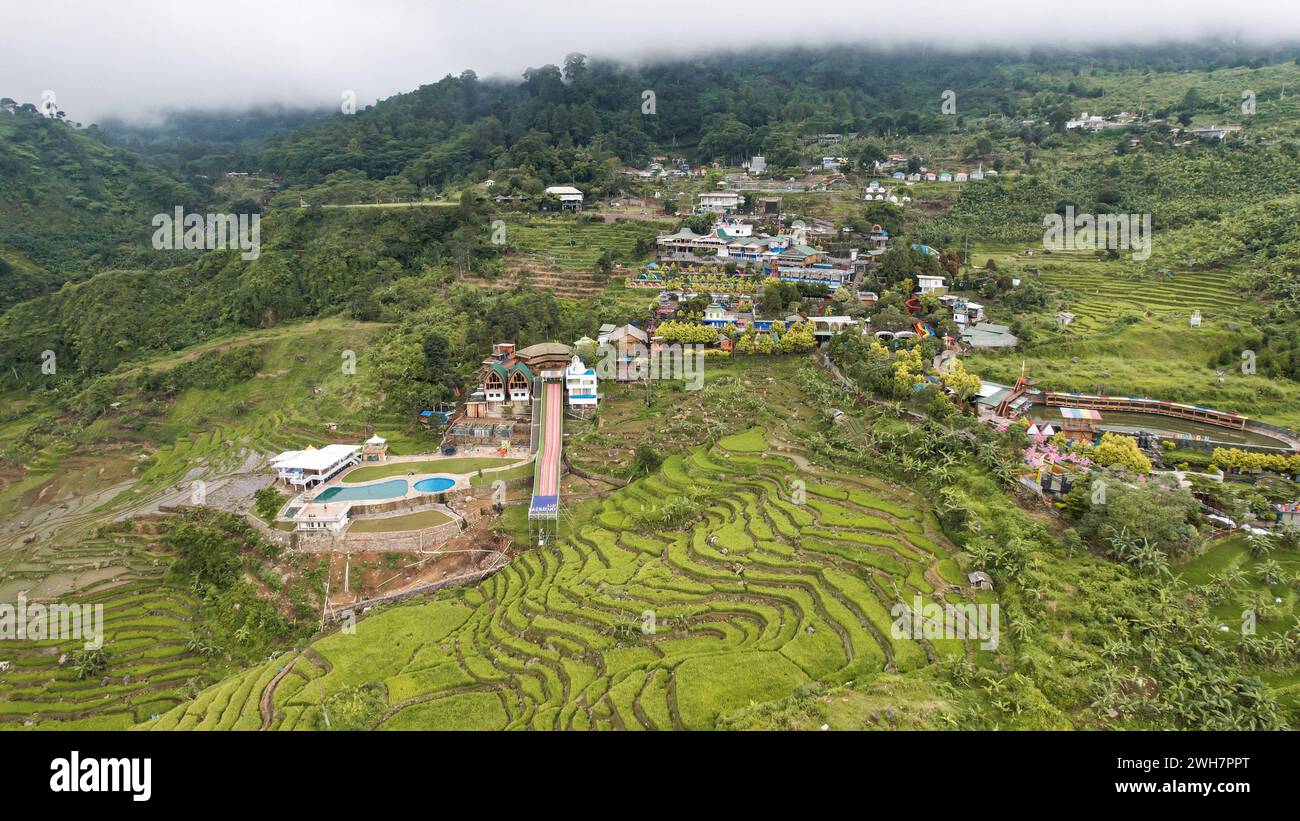 panorama of beautiful countryside of bogor. sunny morning. wonderful ...