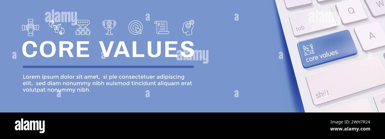 Core Values icon set and web header banner showing icons with core values Stock Vector Image ...