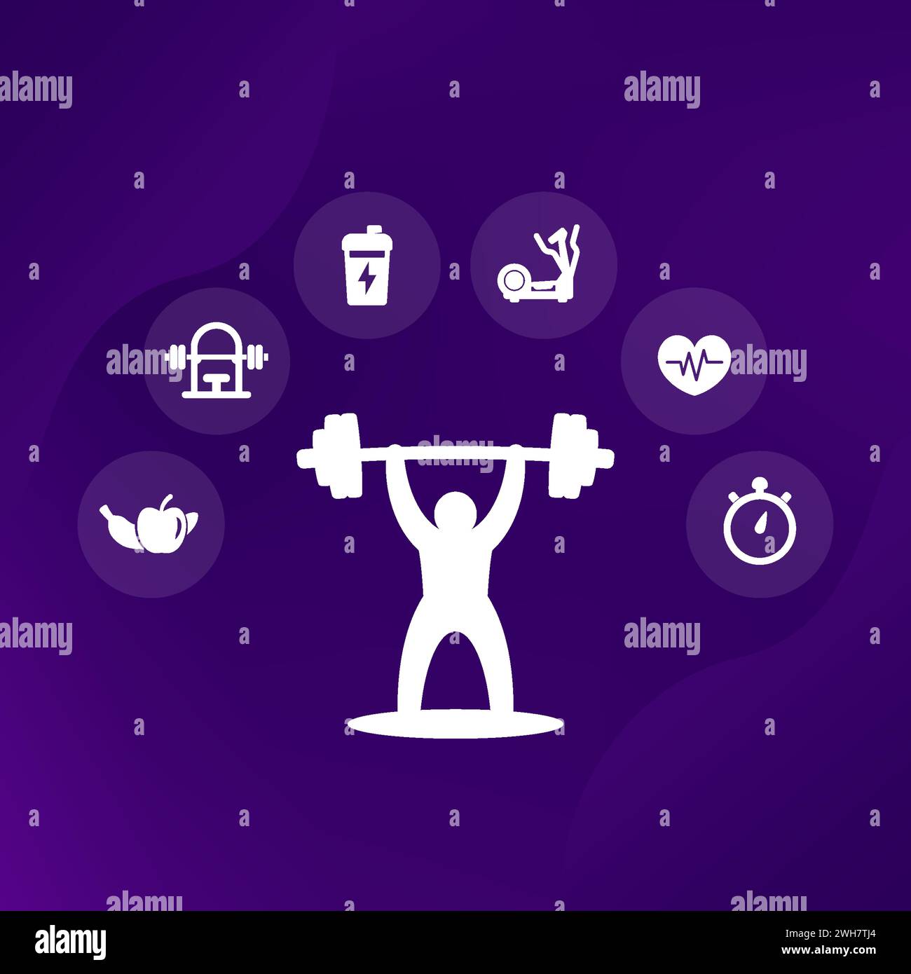 Fitness and training icons, gym and workout vector Stock Vector Image ...