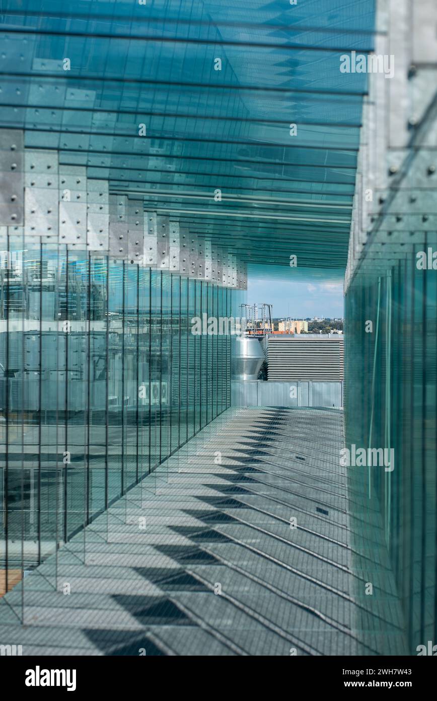 modern glass tunnel, contemporary architecture design, futuristic ...